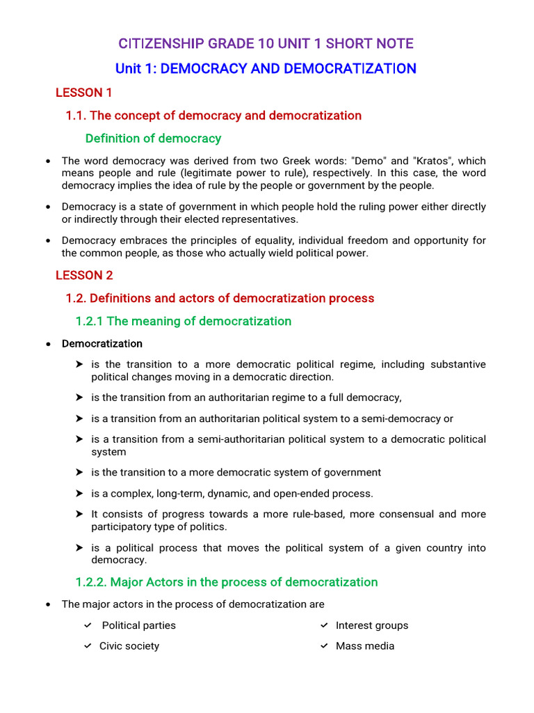 Democracy and Democratization Overview | PDF | Democracy | Political ...