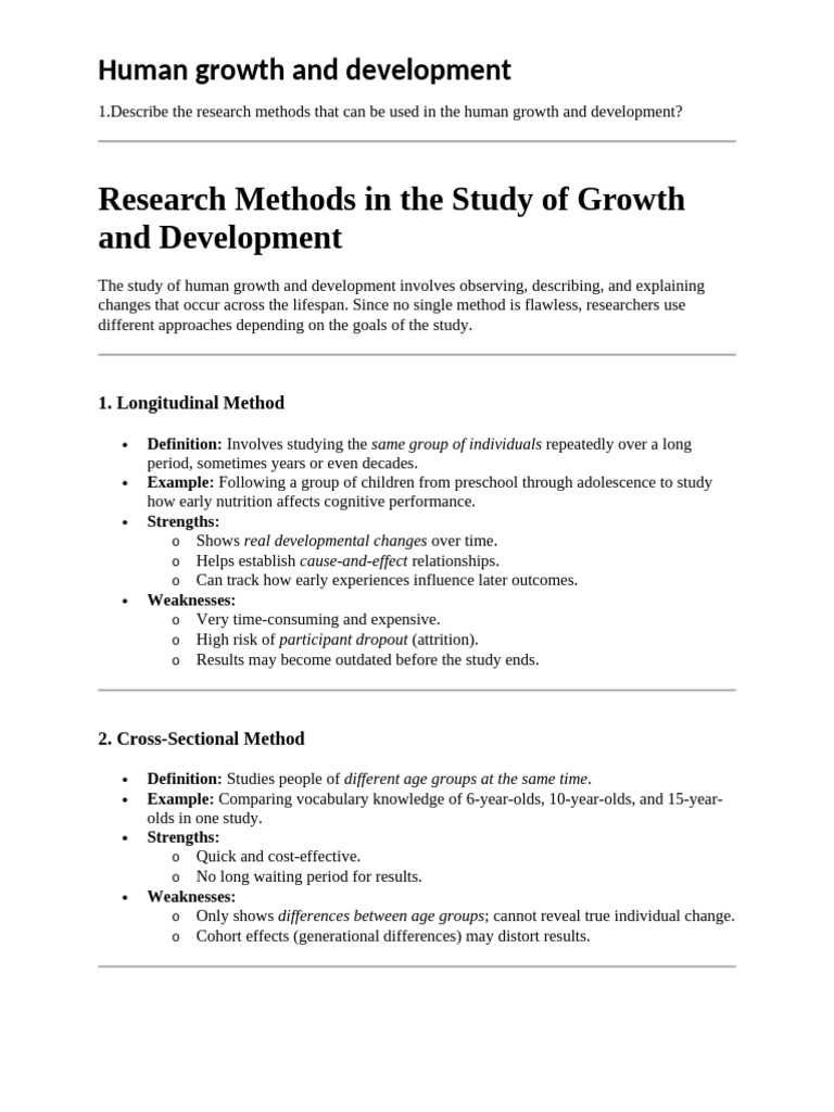 Research Methods in The Study of Growth and Development | PDF ...