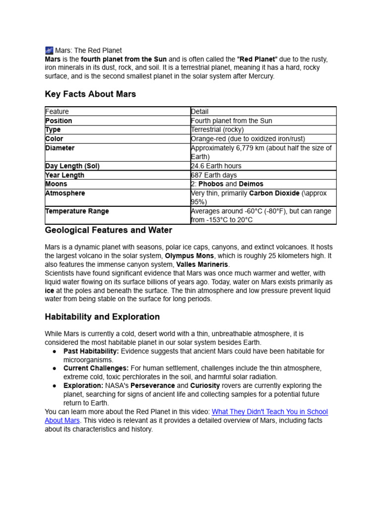 Mars | PDF | Mars | Local Interstellar Cloud