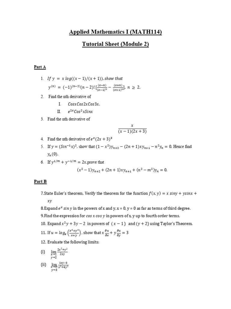 AM-I M-2 Q-2 PPT Lec.-31 TutorialSheet | PDF | Mathematics ...
