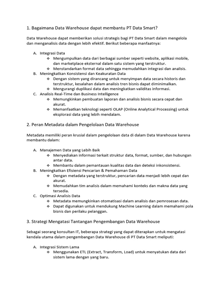 Tugas 1 Data Warehouse | PDF