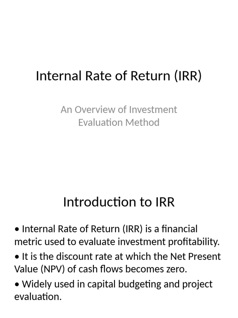 Understanding Internal Rate of Return (IRR) | PDF
