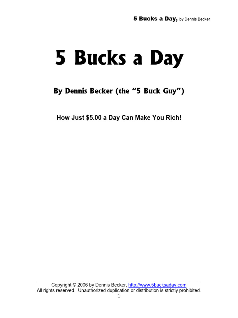 5 Bucks A Day - Dec 2006 Version | PDF | Habits