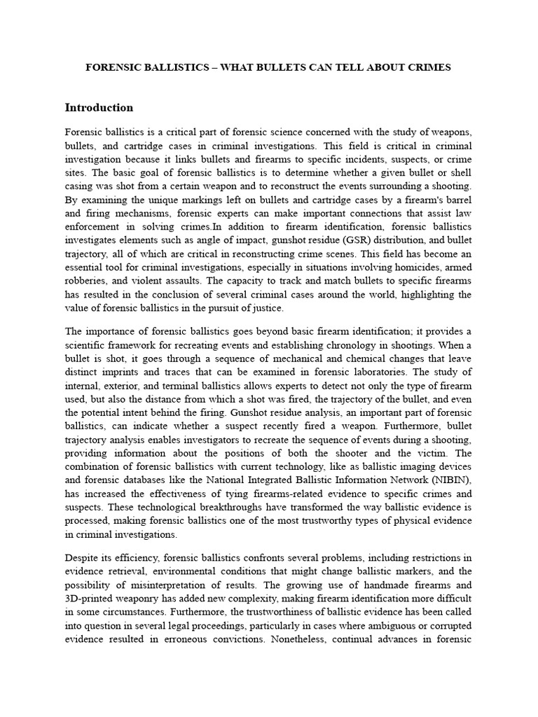 Forensic Ballistics – What Bullets Can Tell About Crimes | PDF ...