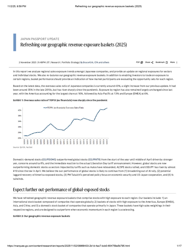 Refreshing Our Geographic Revenue Exposure Baskets (2025) | PDF | Beta ...