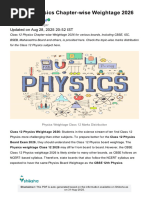 Class 12 Physics Weightage 2025 | PDF