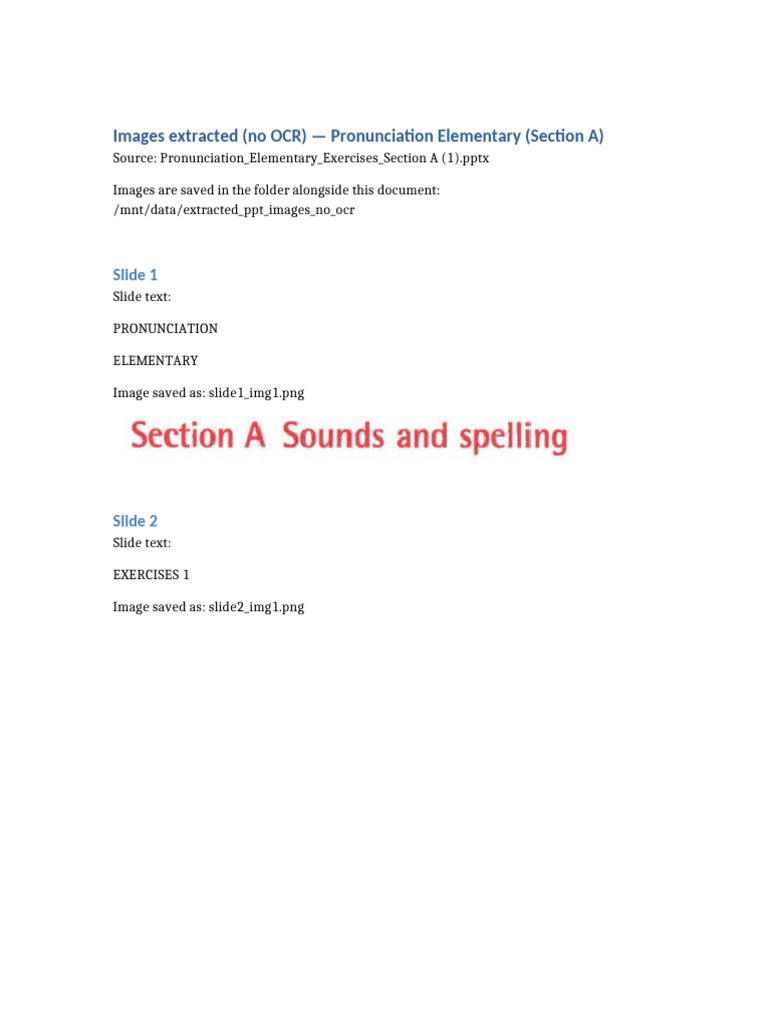 Pronunciation Elementary Images Extracted | PDF | Optical Character ...