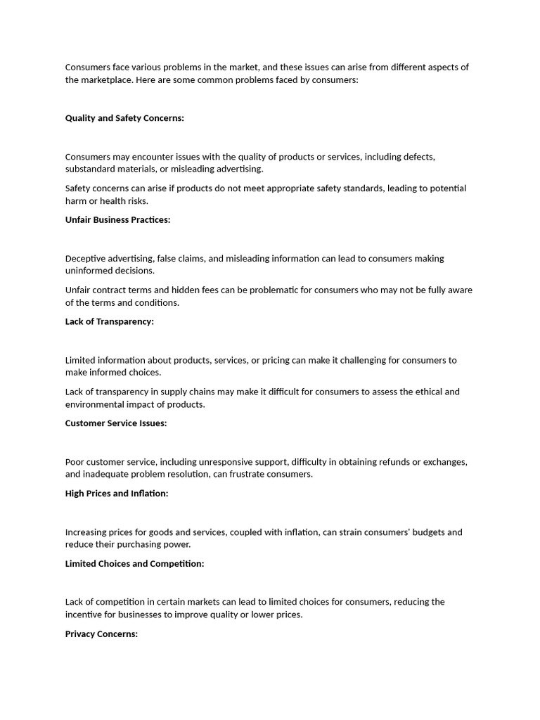 Common Consumer Challenges in Marketplace | PDF | Consumer Protection ...