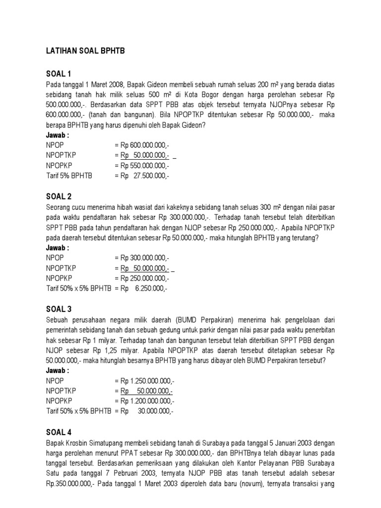 Latihan Soal BPHTB | PDF