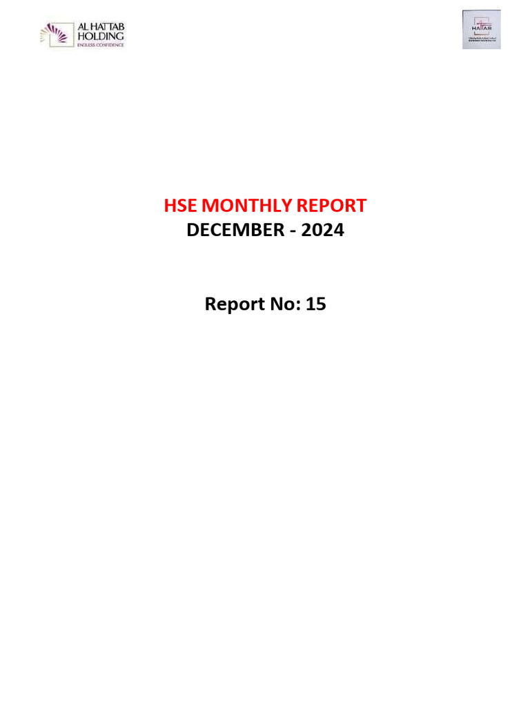 December 2024 HSE Monthly Report | PDF | Occupational Safety And Health ...