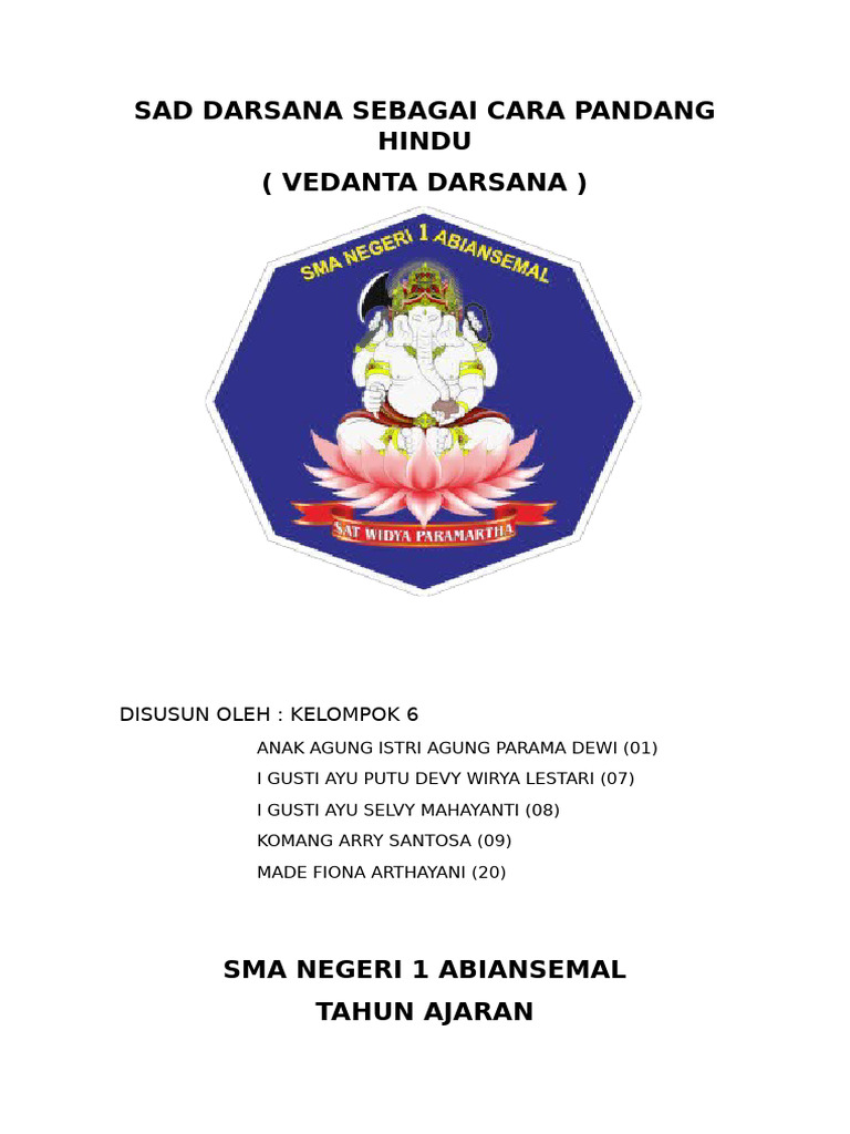 Pemahaman Vedanta Darsana Hindu | PDF