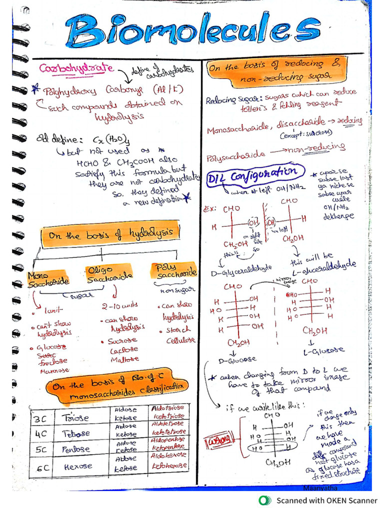 Biomolecules - Short Notes | PDF