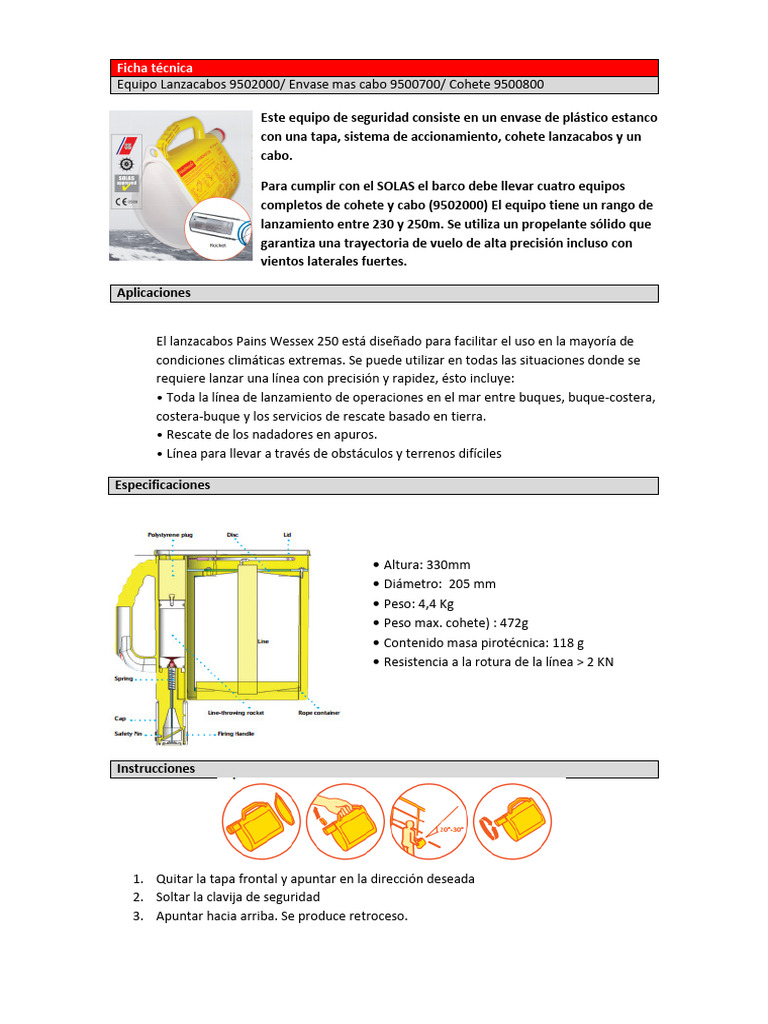 Datasheet Spanish 9502000 Linethrower 250 (1) | PDF