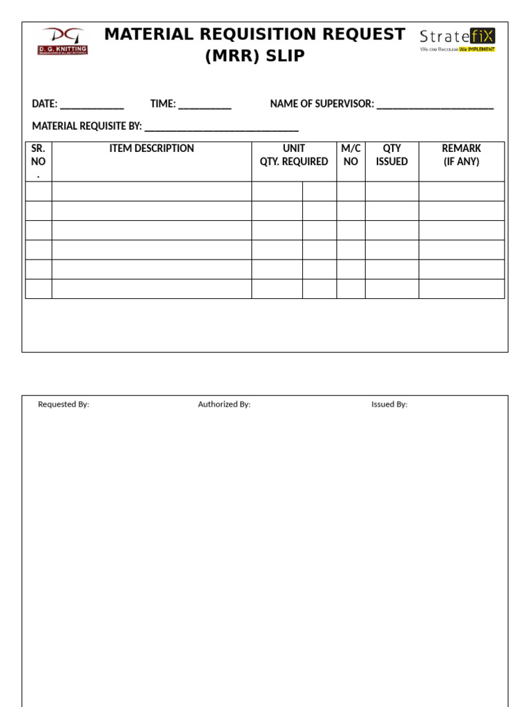 Material Requisition Request Slip | PDF