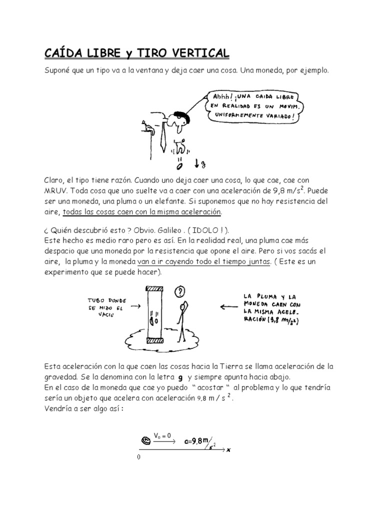 CAÍDA LIBRE y TIRO VERTICAL | PDF | Movimiento (física) | Ciencias fisicas