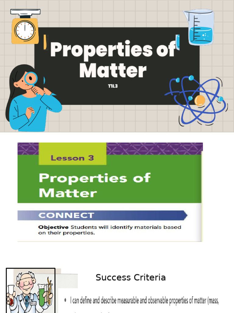 T1L3 Properties of Matter Part.1 | PDF | Litre | Mass