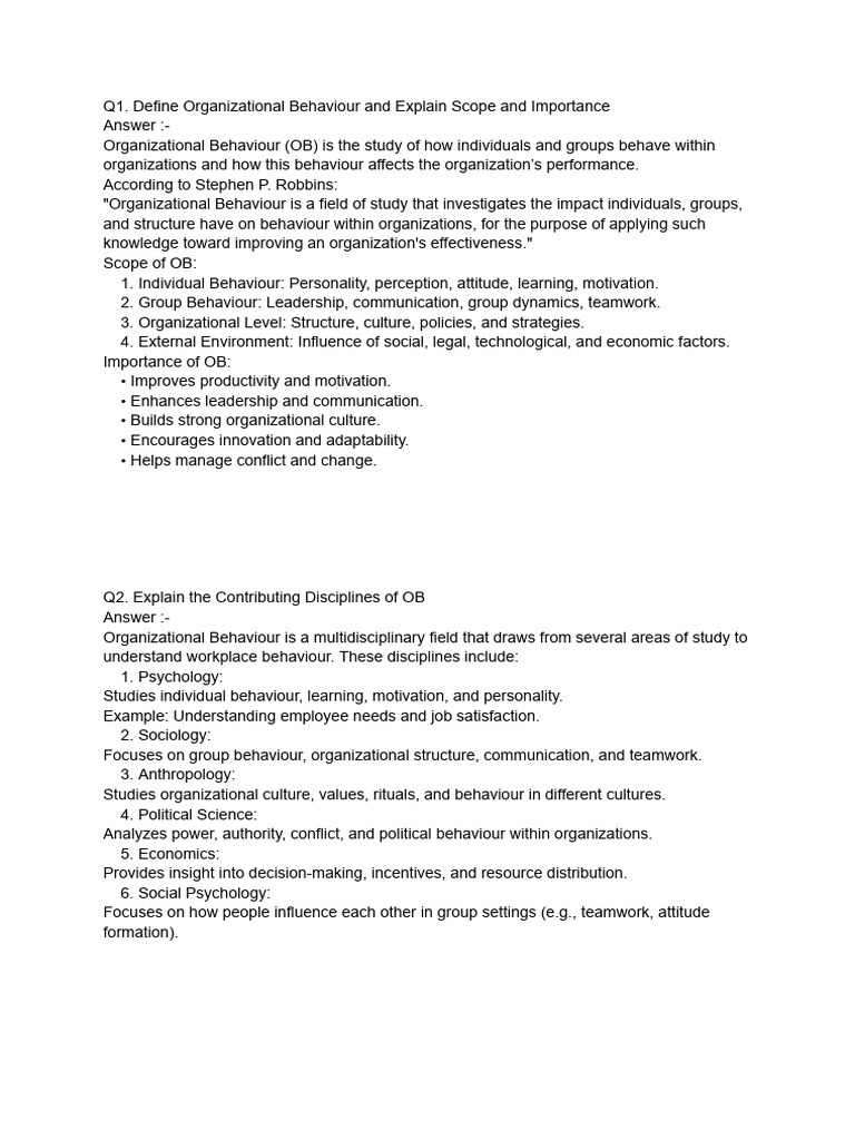 Understanding Organizational Behaviour | PDF | Organizational Behavior ...
