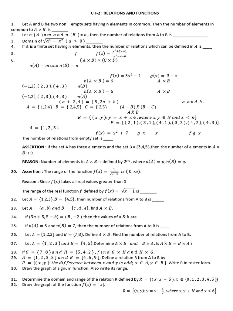 Ch-2 Relations and Functions | PDF | Function (Mathematics) | Empty Set