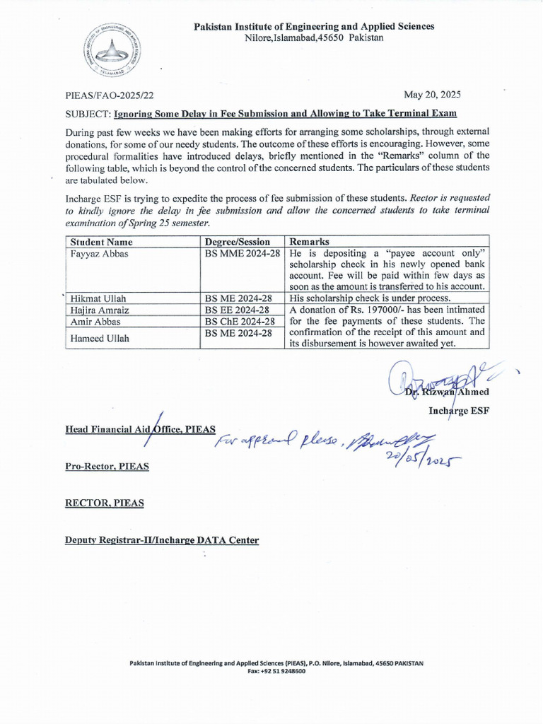 22-Fee Delay of Students | PDF