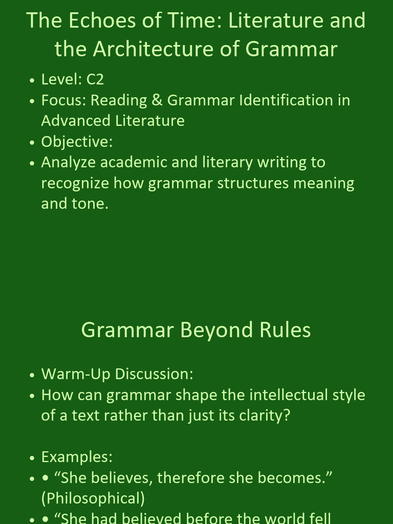 The Echoes of Time Literature and Grammar PDF | PDF | Grammatical Tense ...