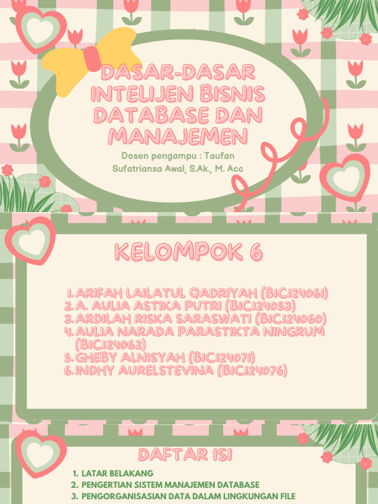 Dasar-Dasar Intelijen Bisnis Database Dan Manajemen - Kel.6 | PDF