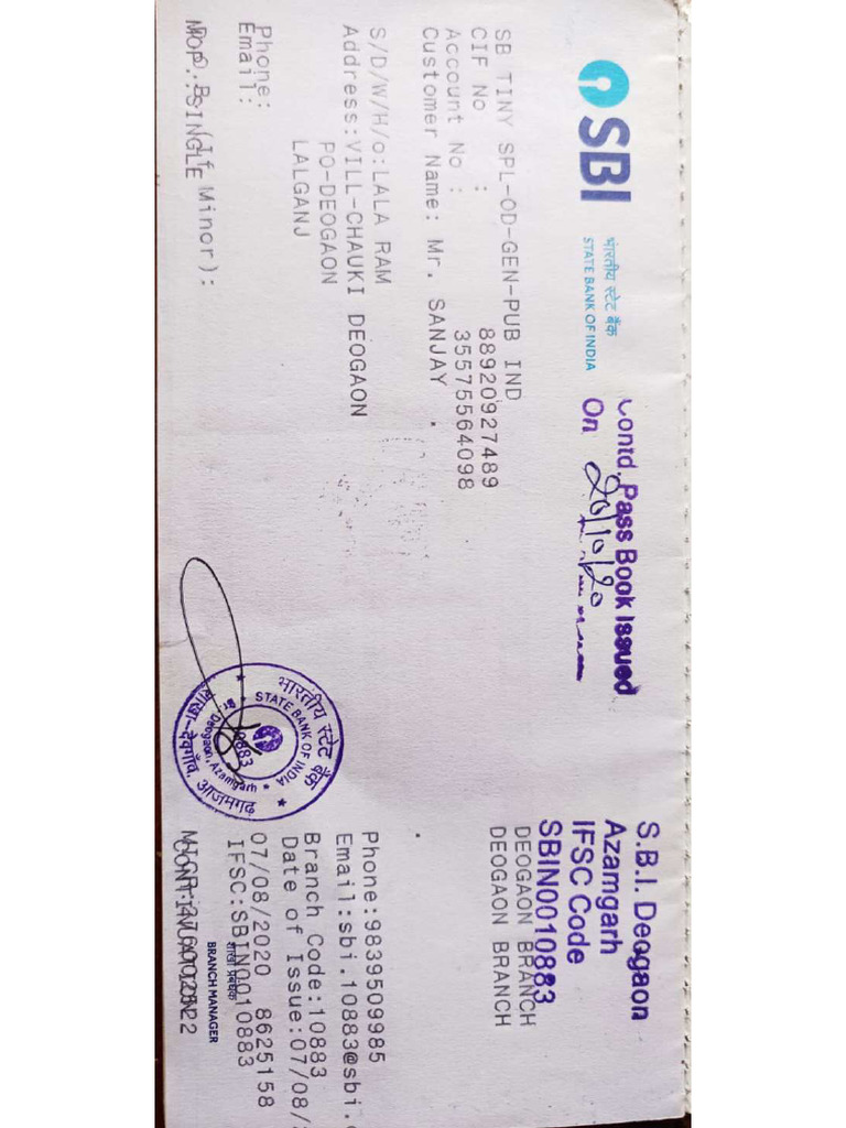 Sanjay Passbook | PDF