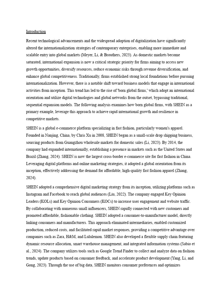 SHEIN's Born Global Strategy Explained | PDF | Supply Chain | Business ...