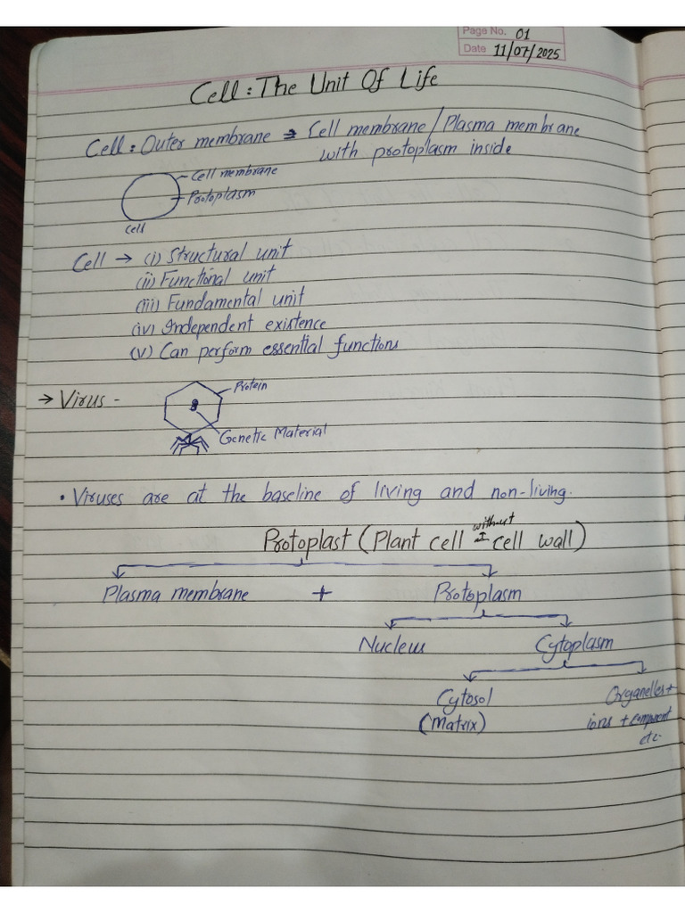 Cell The Unit of Life Notes of Allen Teacher | PDF