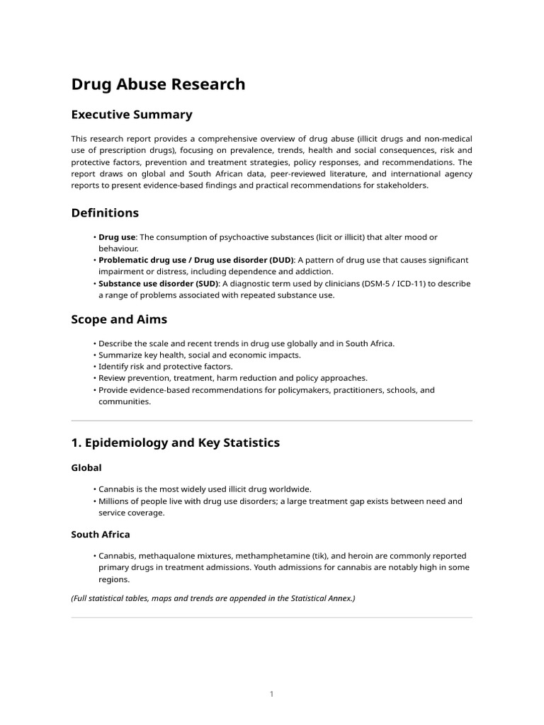 Drug Abuse Research - Comprehensive Report (2025) | PDF | Substance ...