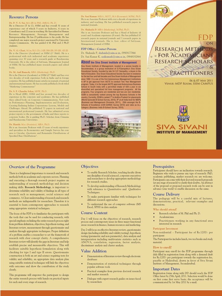 FDP On Research Methods Brochure | PDF | Statistical Hypothesis Testing ...
