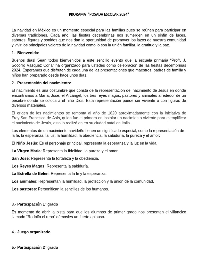 Programa Posada 2024 | PDF | Navidad | Tradiciones navideñas