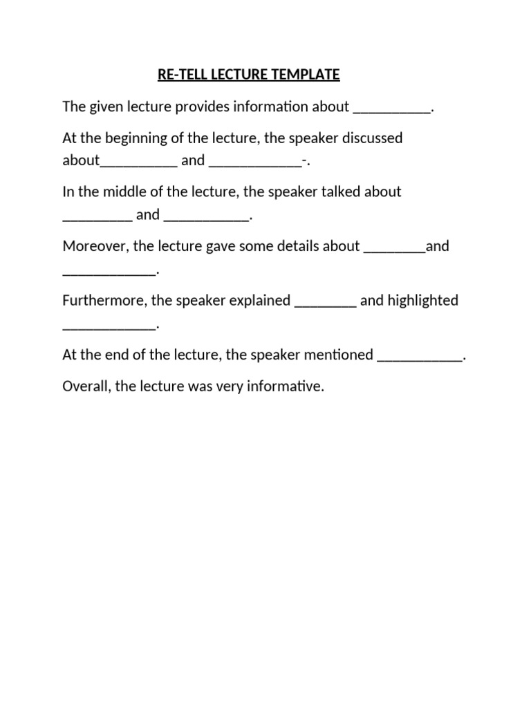 Retell Lecture Template | PDF