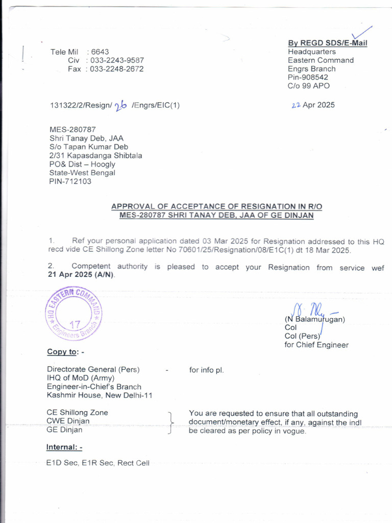 Approval of Acceptance of Resignation - JAA | PDF