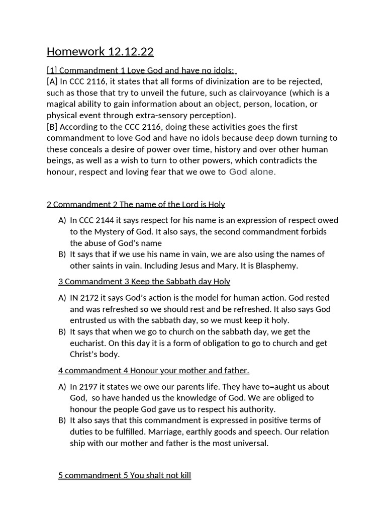 Ten Commandments According To The CCC 12.12.22 | PDF | Ten Commandments ...