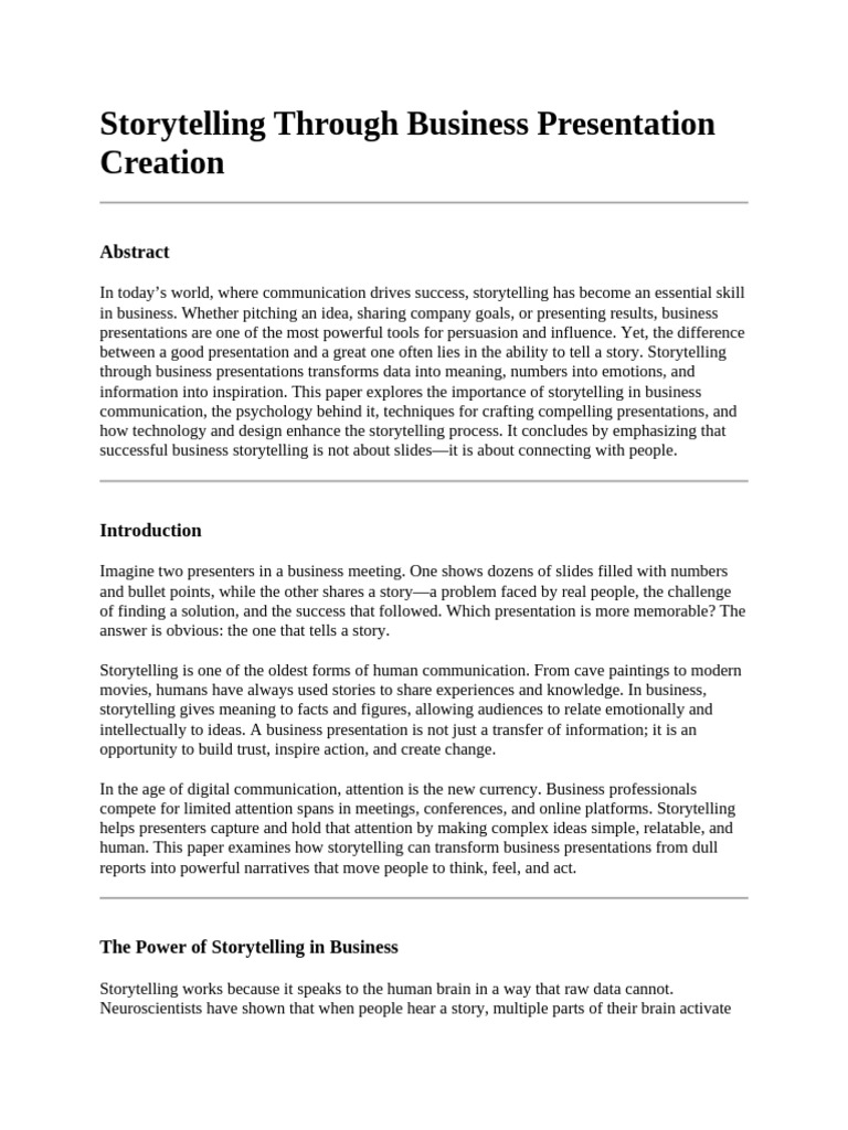Storytelling Through Business Presentation Creation | PDF ...
