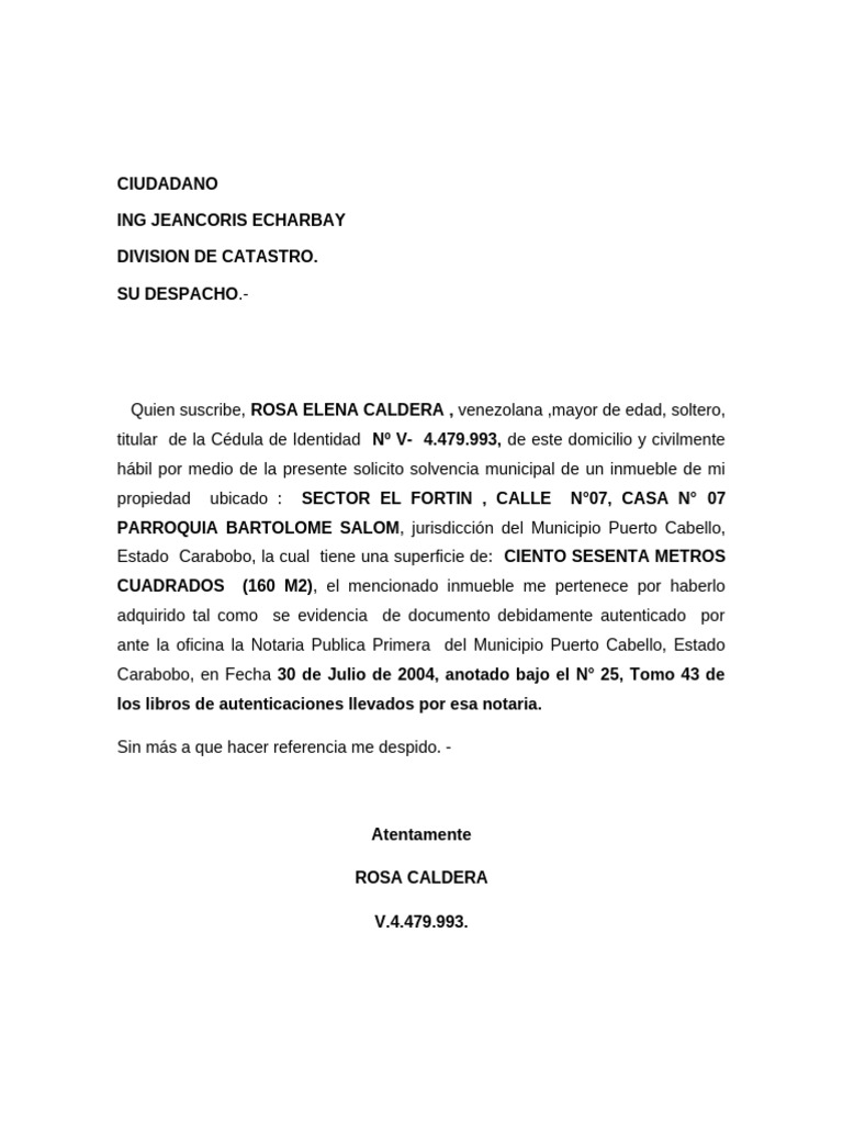 Autorizacion y Solicitud de Cedula Rosa y Greysys | PDF | Control de ...