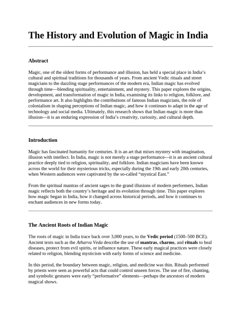 The History and Evolution of Magic in India | PDF | Magic (Illusion ...