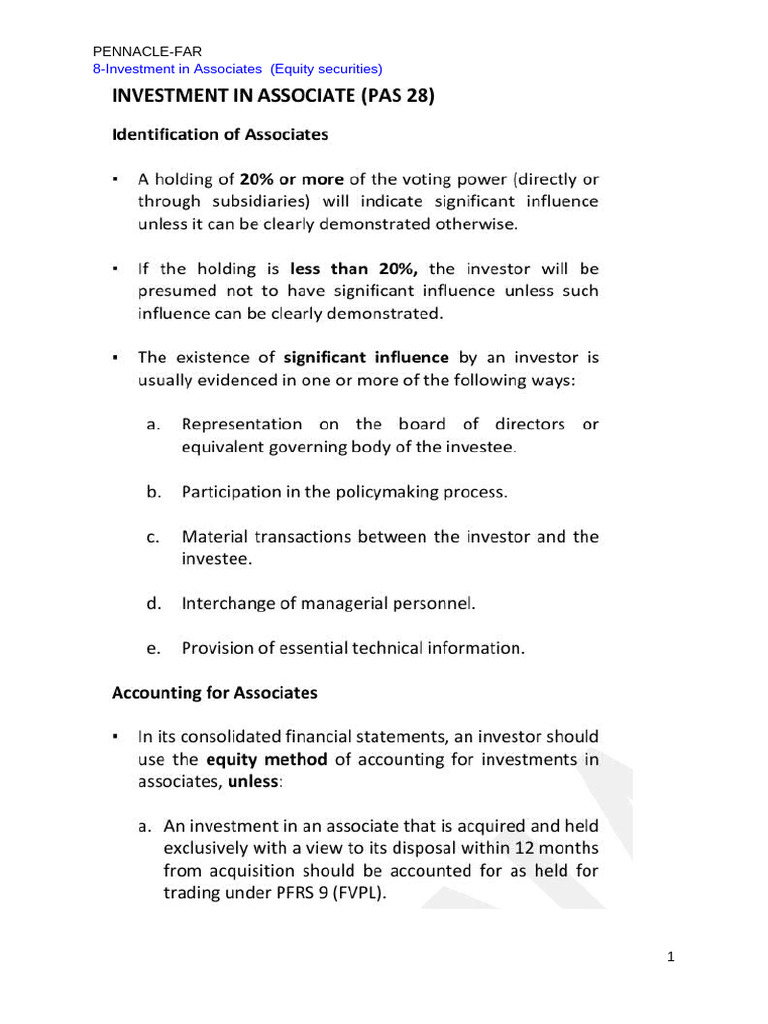 Investment in Associates Overview | PDF