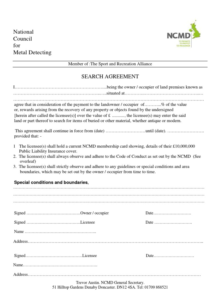 Search Agreement | PDF | Metal Detector | Common Law