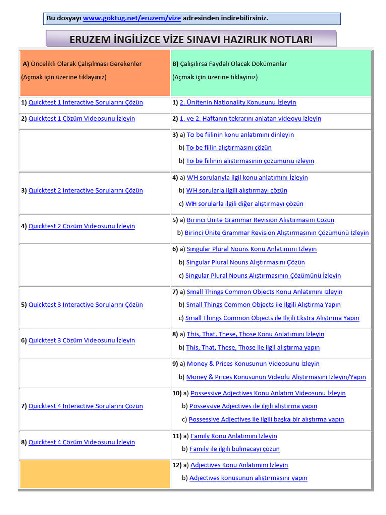 60 Vize Calisma Notlari | PDF