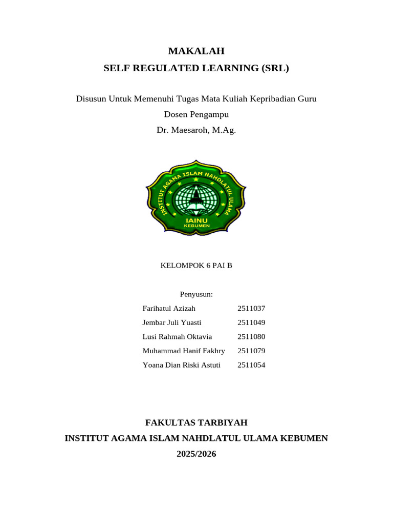 Self Regulated Learning untuk Calon Guru | PDF