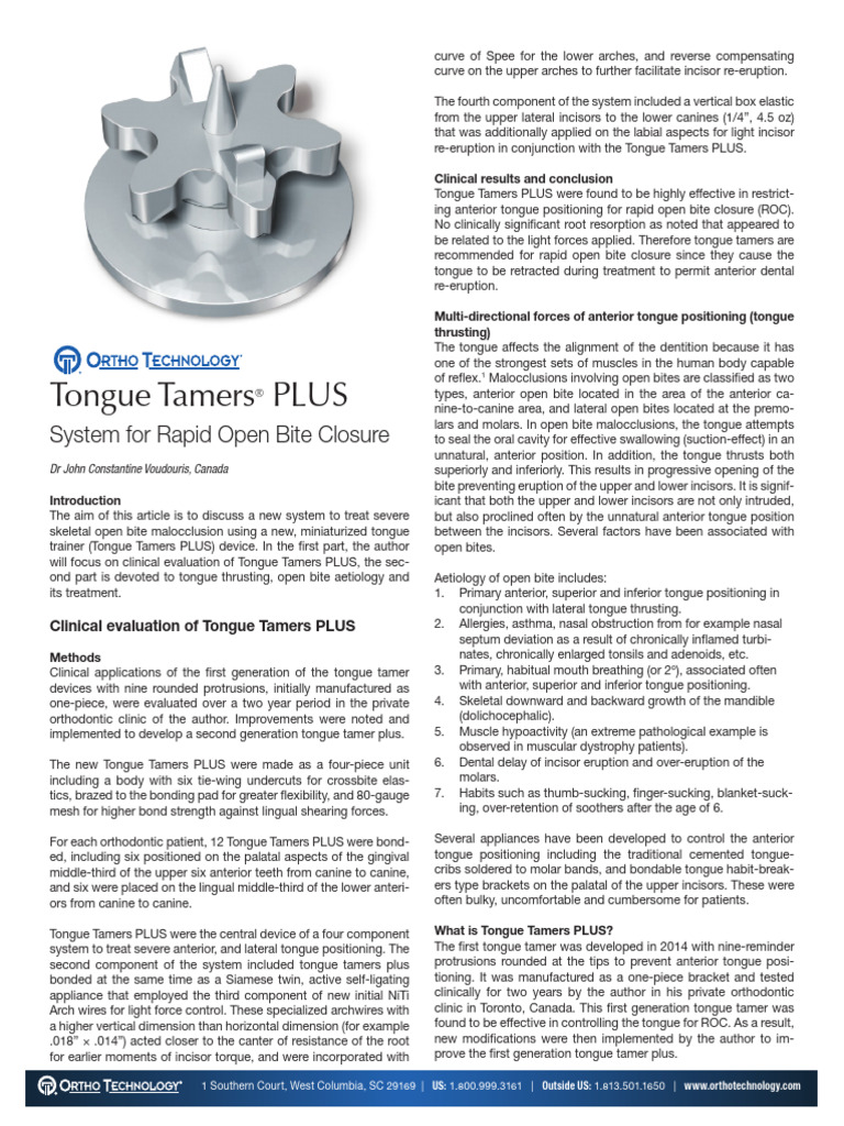 Tongue Tamers Plus ROC Article | PDF | Tongue | Dentistry Branches