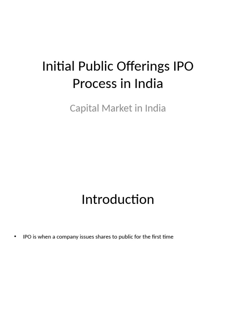 IPO Process and Trends in India | PDF