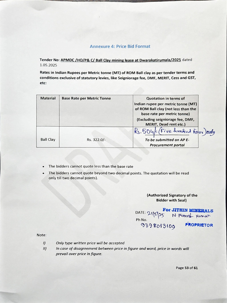 Annexure 4 Price Bid | PDF