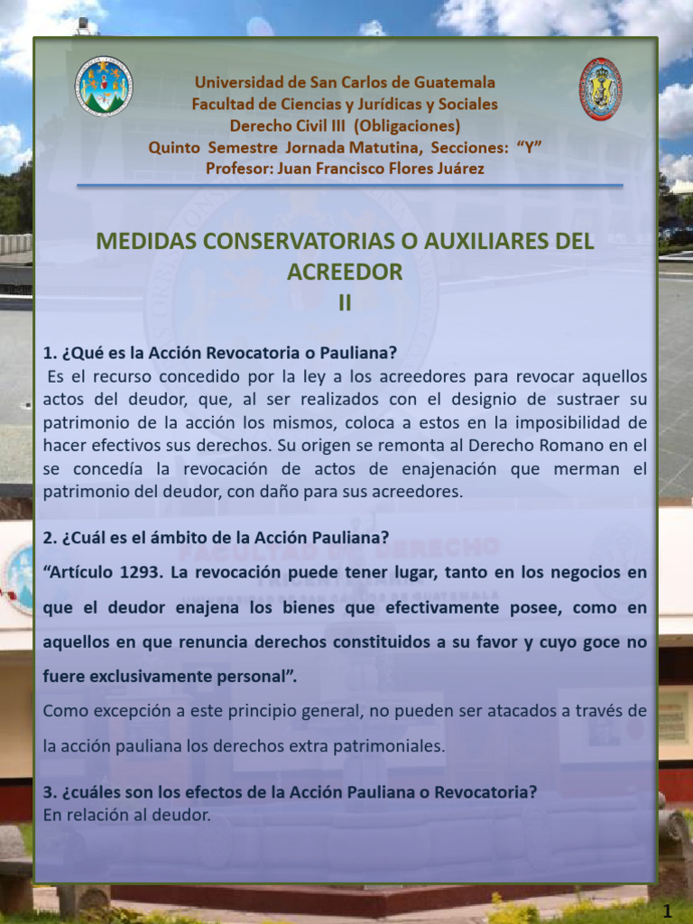 Medidas Conservadoras o Auxiliares Del Acreedor II DCIII Clase No. 25 ...