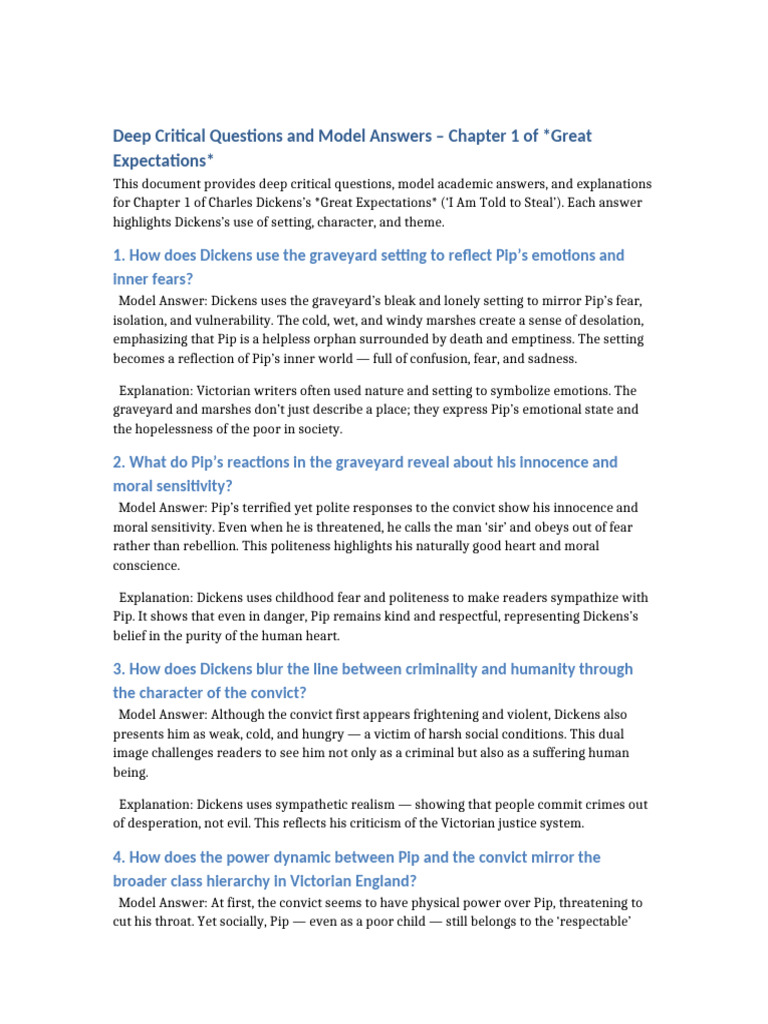 Critical Analysis: *Great Expectations* Ch. 1 | PDF | Great ...