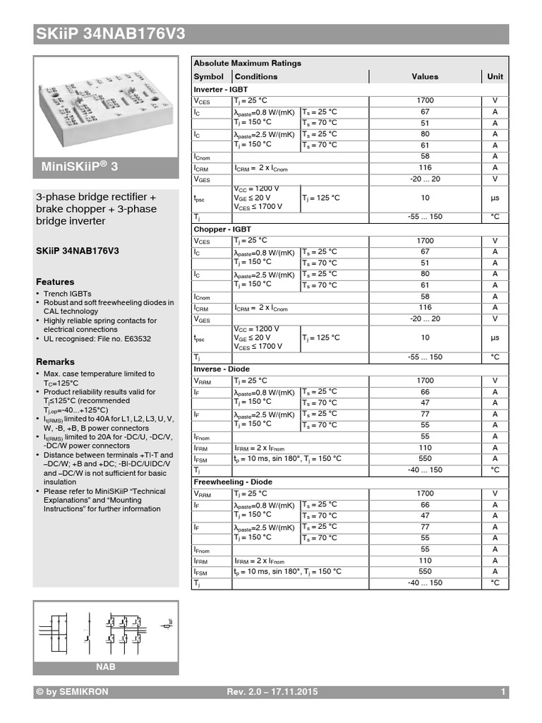 SKIIP34NAB176V3 - Eaton Diode and IGBT Brick | PDF | Electrostatic ...