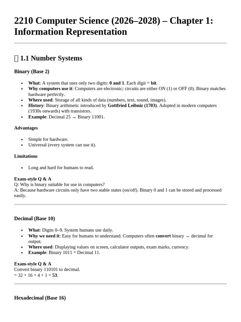 2210 Computer Science Ch1 | PDF | Data Compression | Bit