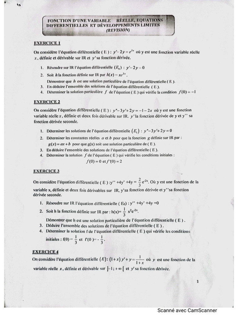 TD Équations Différentielles-1 | PDF
