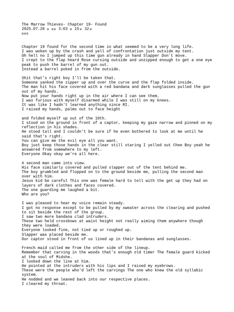 The Marrow Thieves- Chapter 19- Found | PDF